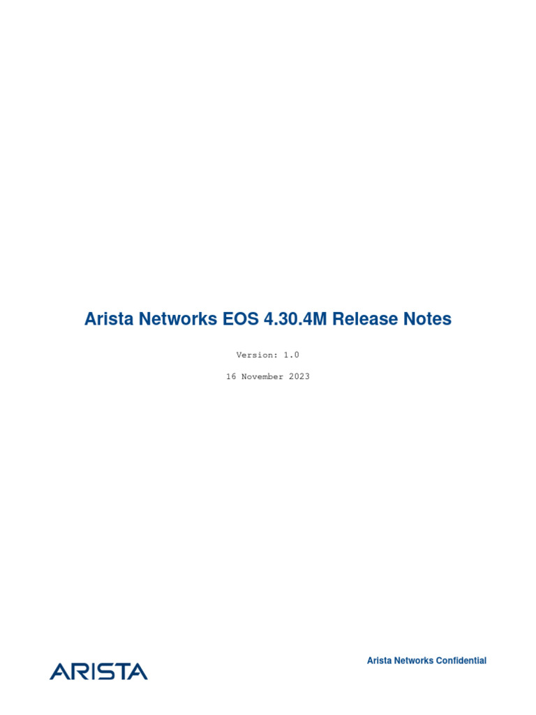 Arista Networks EOS 4.30.4M Release Notes: 16 November 2023 | PDF ...