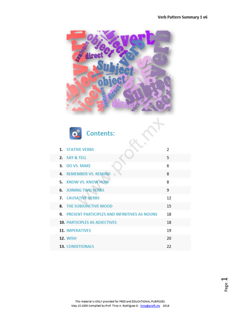 Verb Patterns | PDF | Verb | Language Mechanics