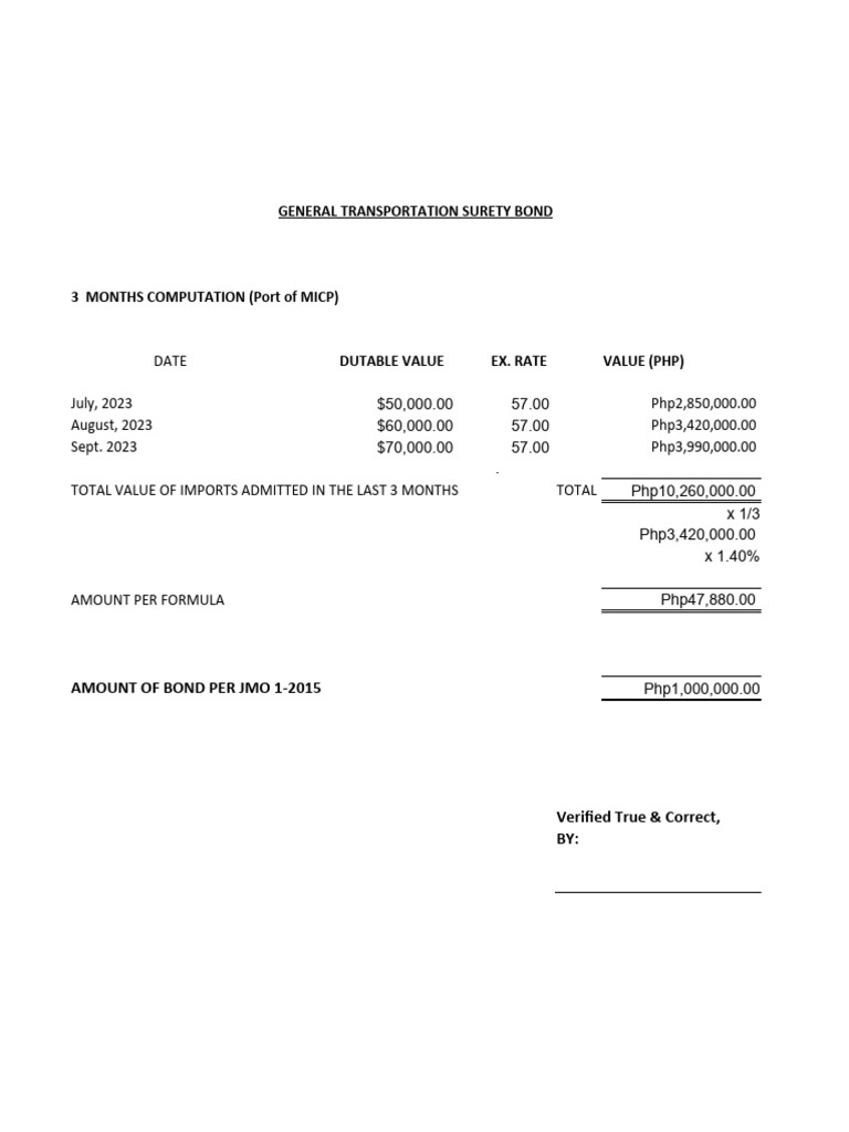 3 Months Computation Sample-Guide | PDF