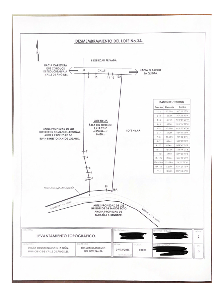 Desmembramiento Del Lote No.3a. | PDF