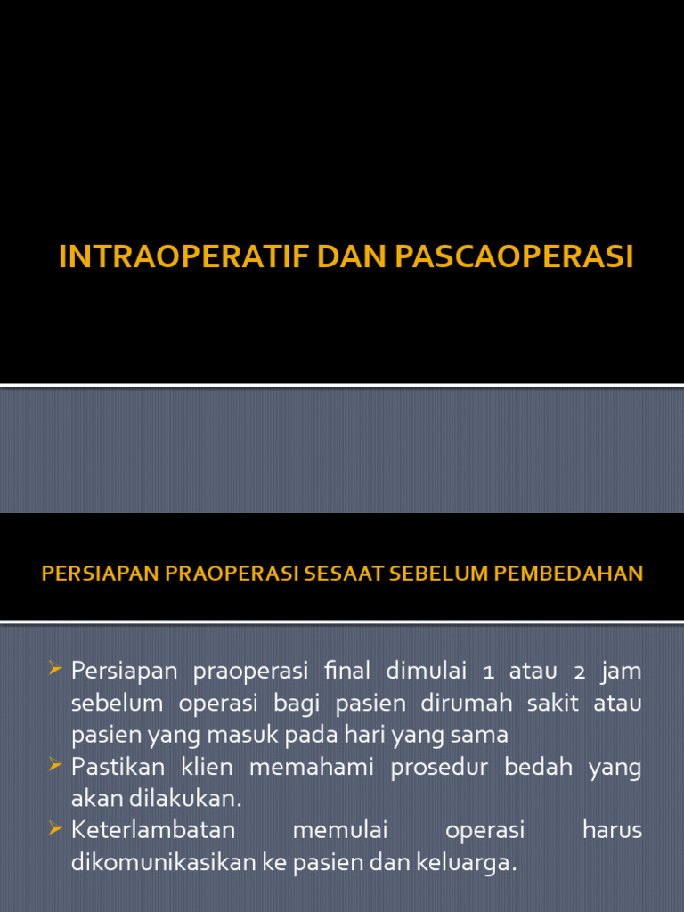 Intraoperatif&Pasca Op | PDF | Kesehatan Holistik | Sains & Matematika