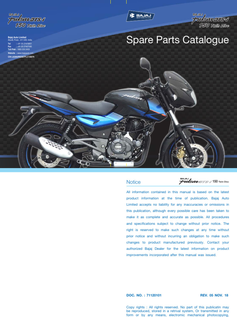 18 Pulsar 150 Dtsi-I BS4 Twin Disc Rev.05 Nov 2018 | PDF | Vehicle ...
