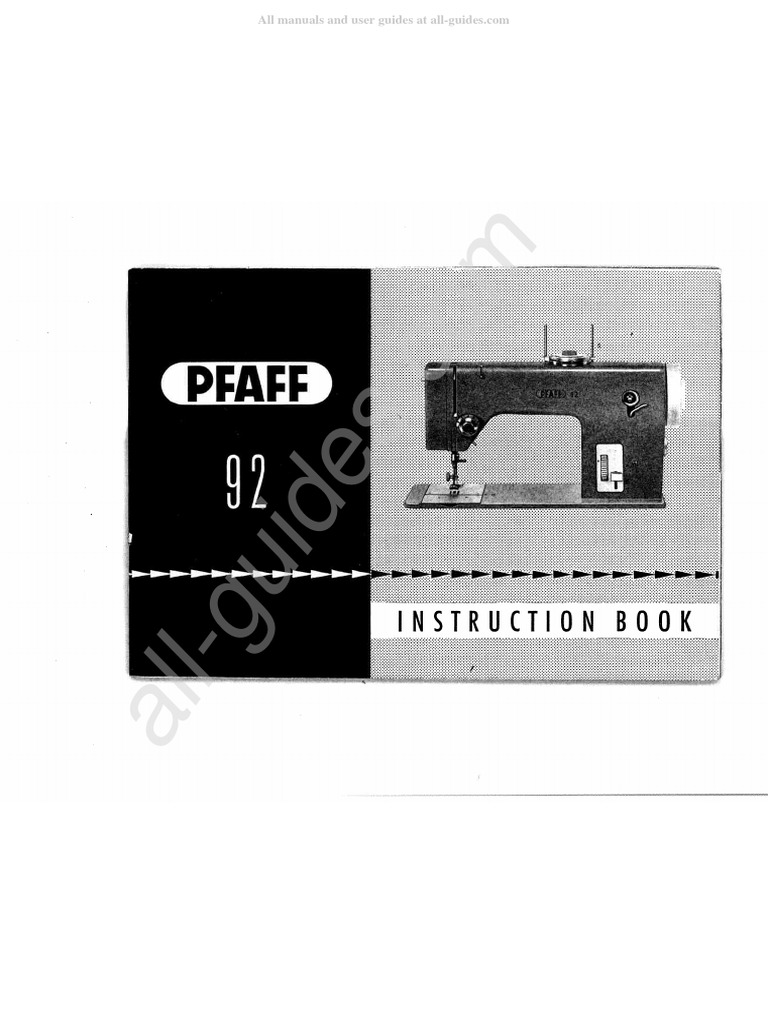 Pfaff 92 Sewing Machine Instruction Manual | PDF | Sewing | Yarn