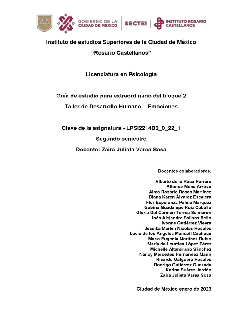 Guía Extraordinario 2022-2 TDE | PDF | Las emociones | Comportamiento