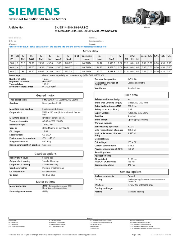 2KJ3514-3KN38-9AR1-Z B33+C46+D11+K01+K06+L02+L75+M10+M59+N1S+P92 ...