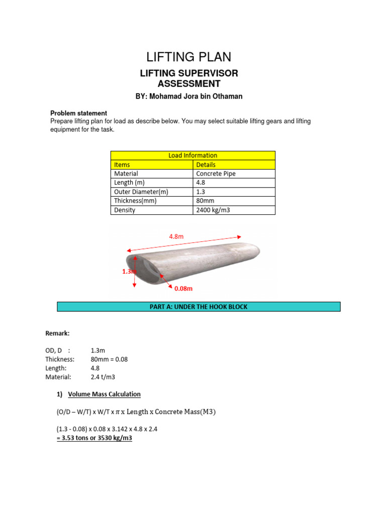 Lifting Plan Mohamad Jora | PDF | Crane (Machine) | Equipment