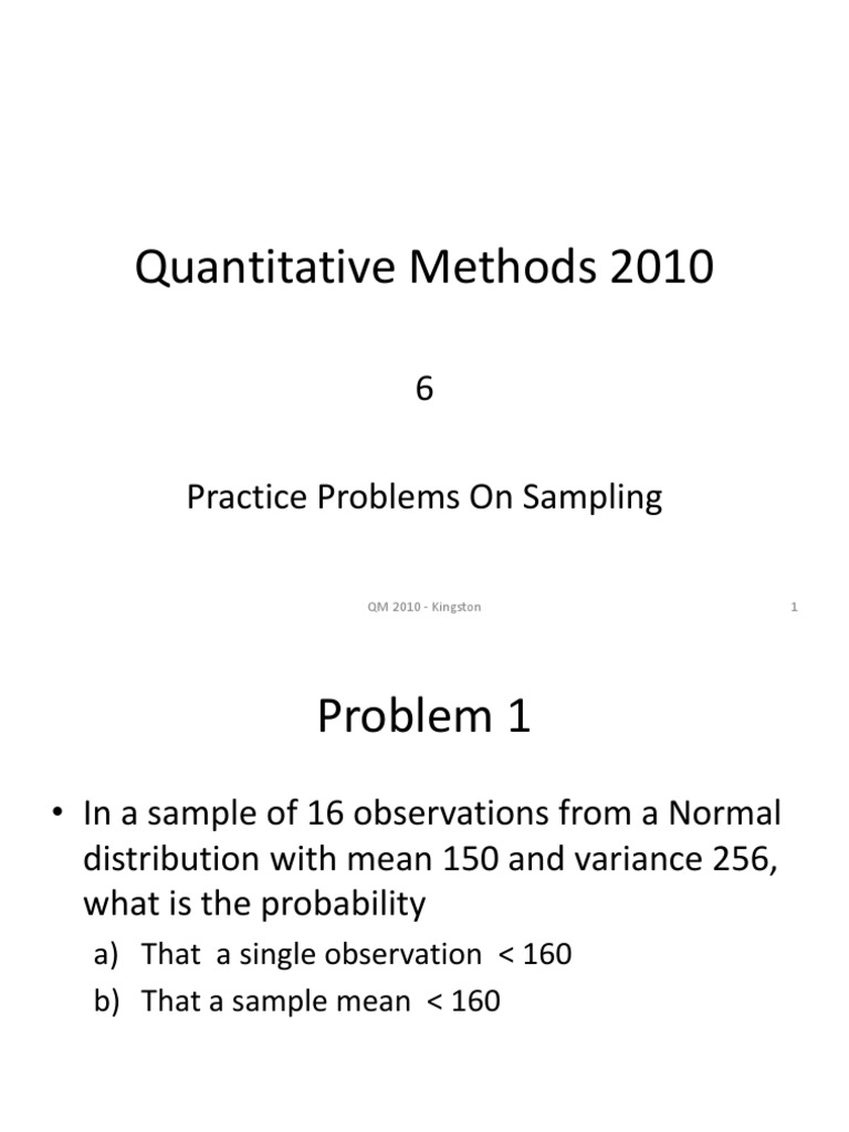 6 Problems On Sampling Distributions Pdf Mean Sample Size