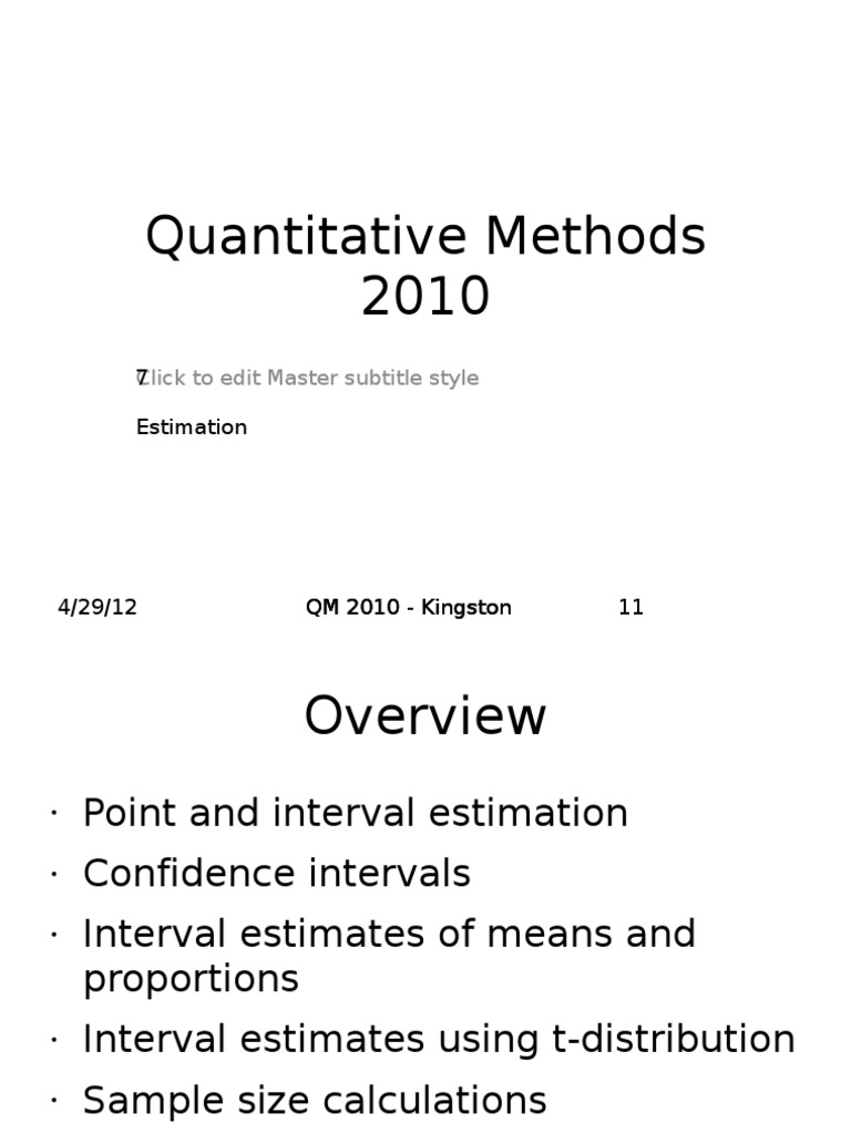 Quantitative Methods 2010: Click To Edit Master Subtitle Style | PDF ...
