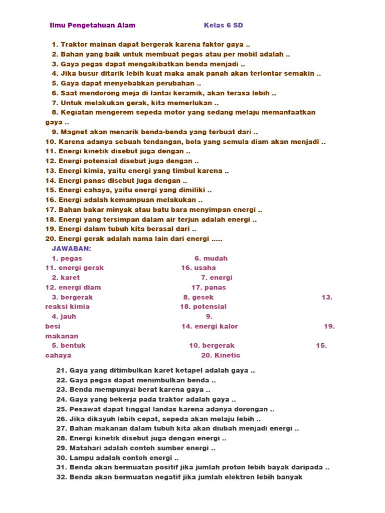 Soal Rengking Satu Ipa | PDF | Sains & Matematika