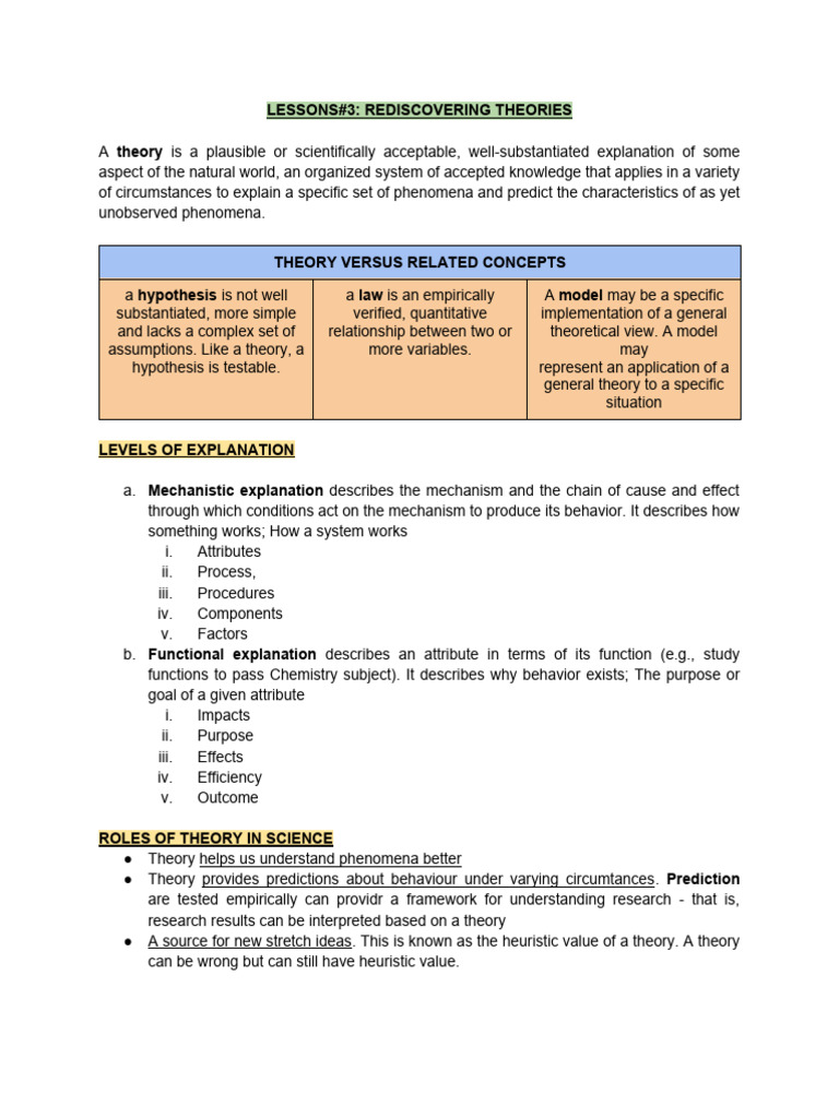 Lessons#3 - Rediscovering Theories | PDF | Theory | Cognitive Science