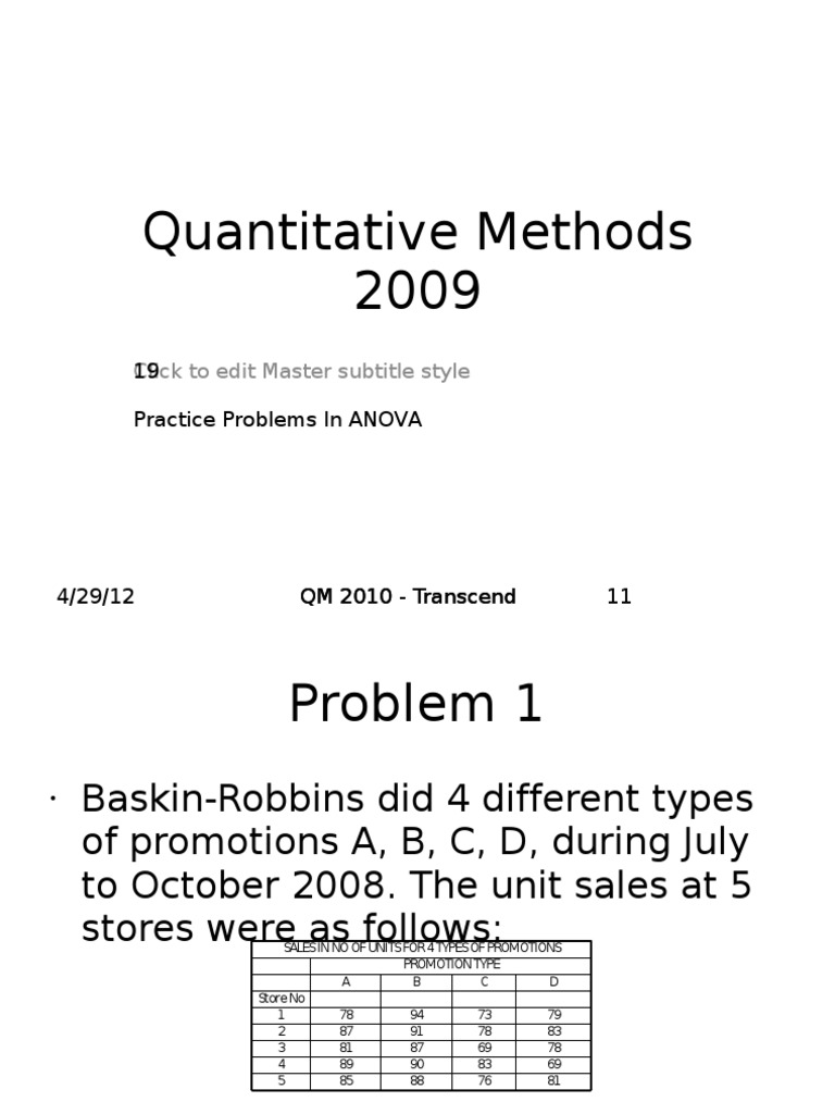 19+ +Practice+Problems+in+ANOVA | PDF