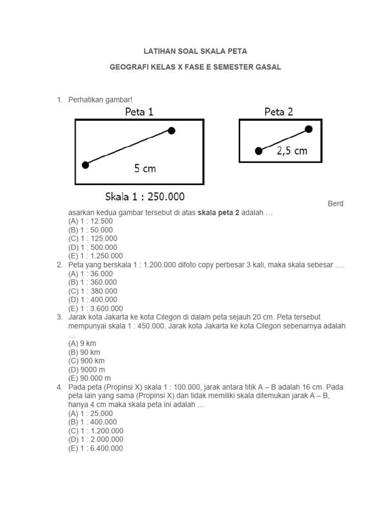 Lembar Kerja Siswa Geografi X Fase e - Latihan Soal Skala Peta | PDF