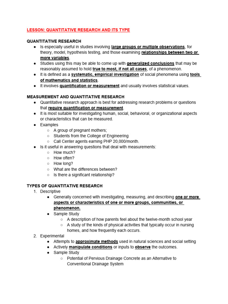 Lesson - Quantitative Research and Its Type | Download Free PDF | Quantitative Research | Statistics