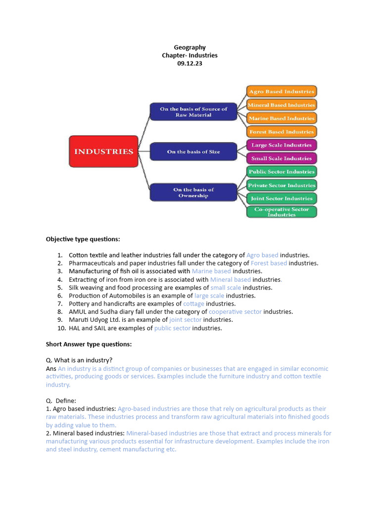 Industries Class 8 QA | PDF | Cooperative | Transport