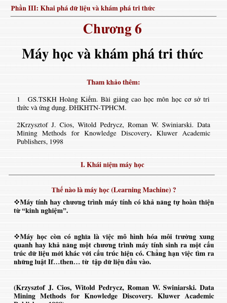 CNTT&UD - Chuong 6 May Hoc Va Kham Pha Tri Thuc | PDF