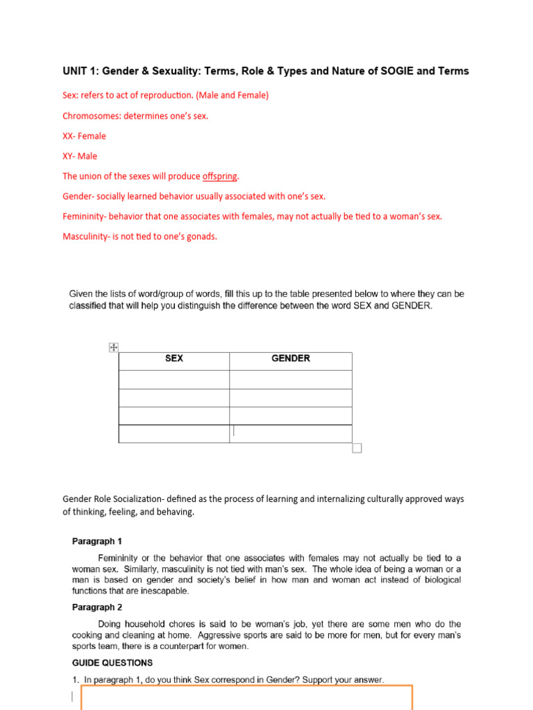 Gender & Sexuality: Key Terms & SOGIE | PDF | Sexual Orientation | Gender Studies