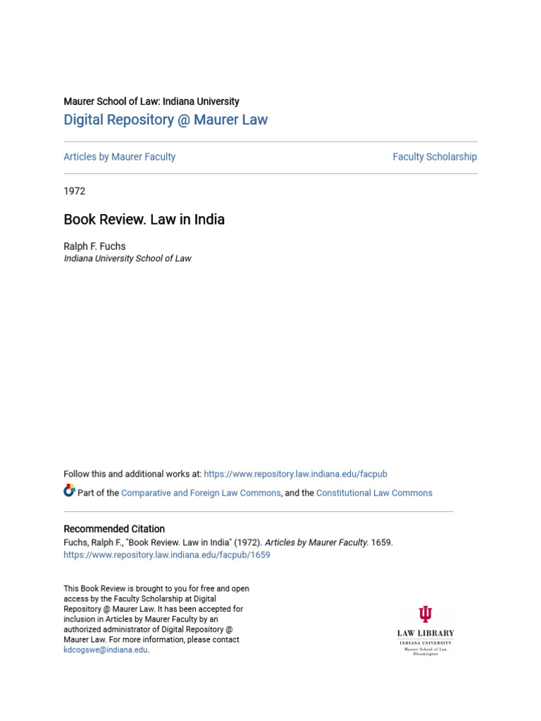 Book Review. Law in India | PDF | Justice | Crime & Violence