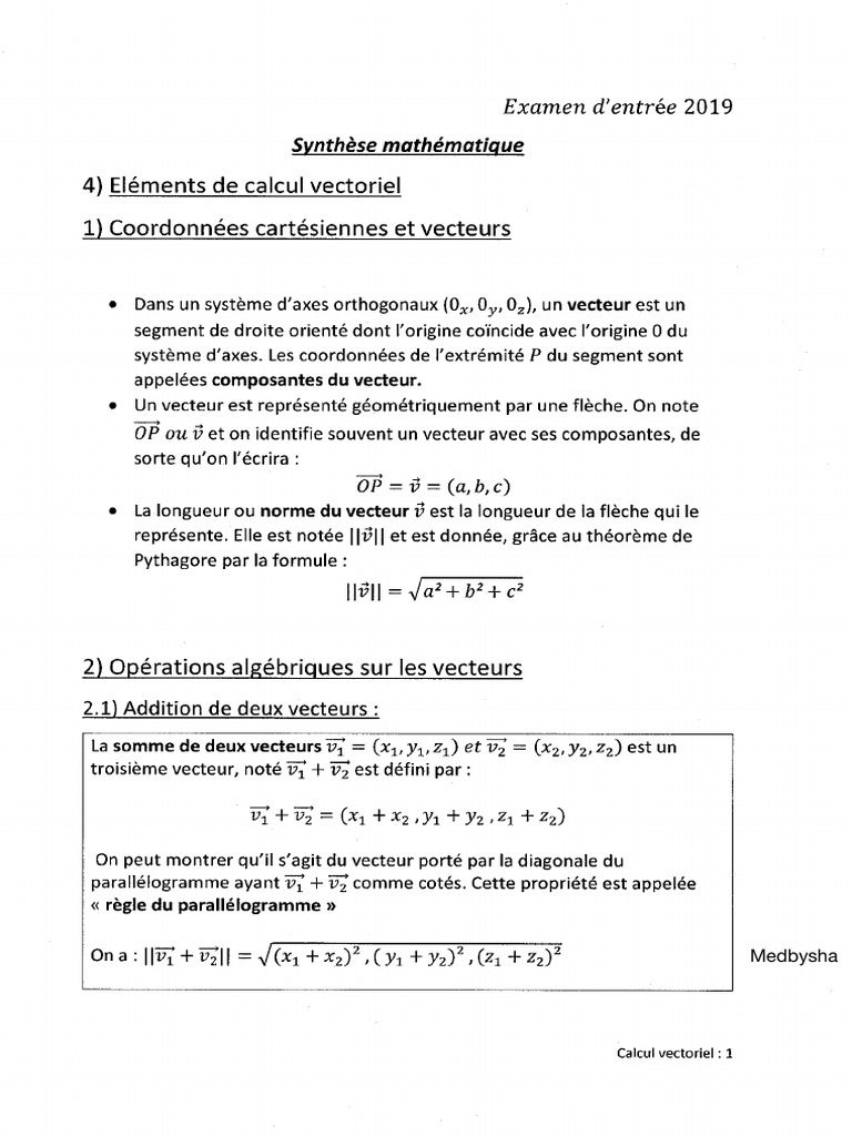 Calcul Vectoriel 1 | PDF