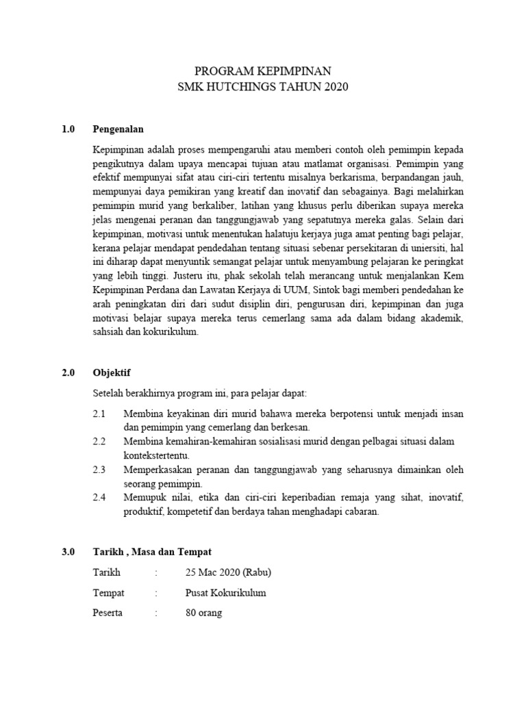 Kertas Kerja Program Kepimpinan SMKH (Pusat Koko) | PDF | Karier ...