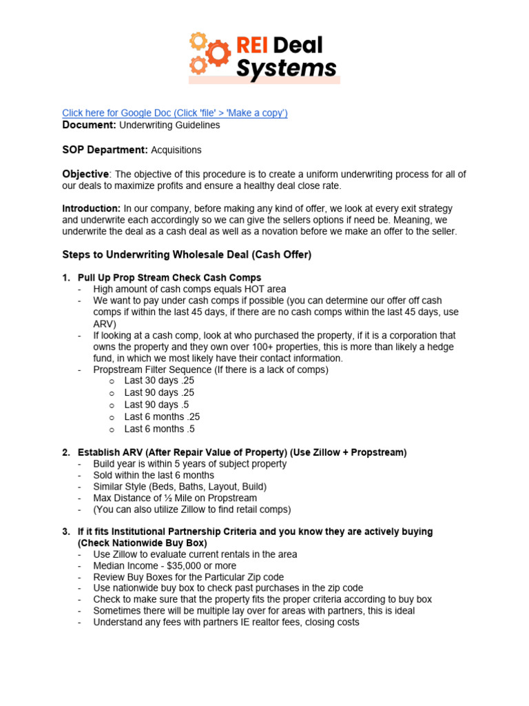Underwriting SOP | PDF | Sales | Market (Economics)