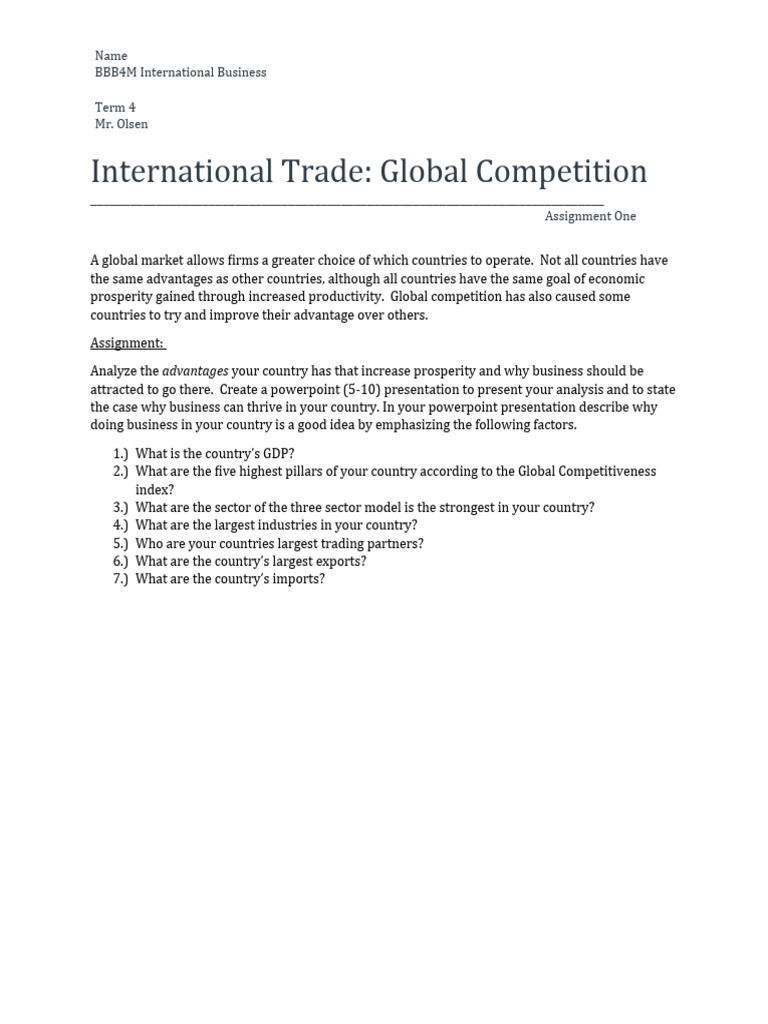BBB4M 1 - International Trade | PDF | Business
