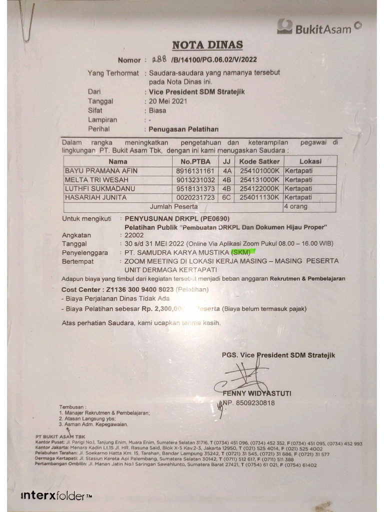 Nama Terlampir Pengambilan Sertifikat Penyelenggara PT. SKM | PDF