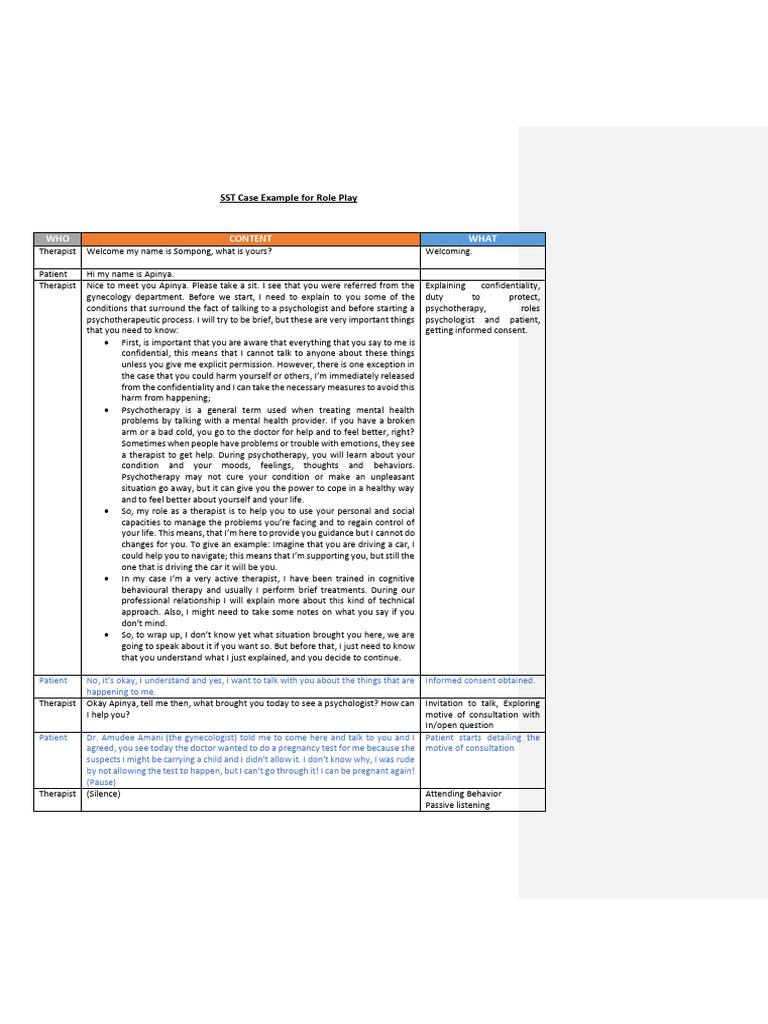B.2.1 SST Full Session Example ENG | PDF | Psychotherapy | Feeling