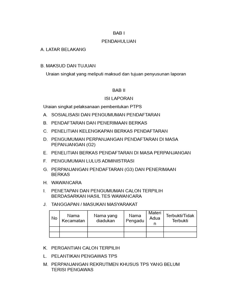 Proses Pembentukan PTPS dan Evaluasi | PDF