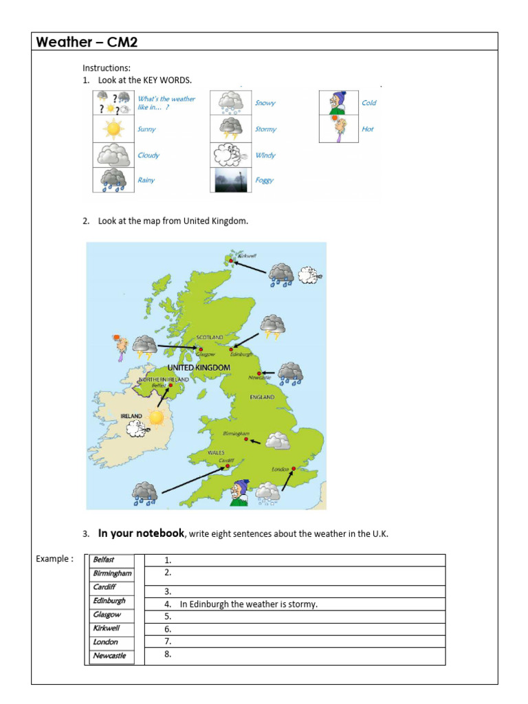 Weather Worksheet CM2 | PDF