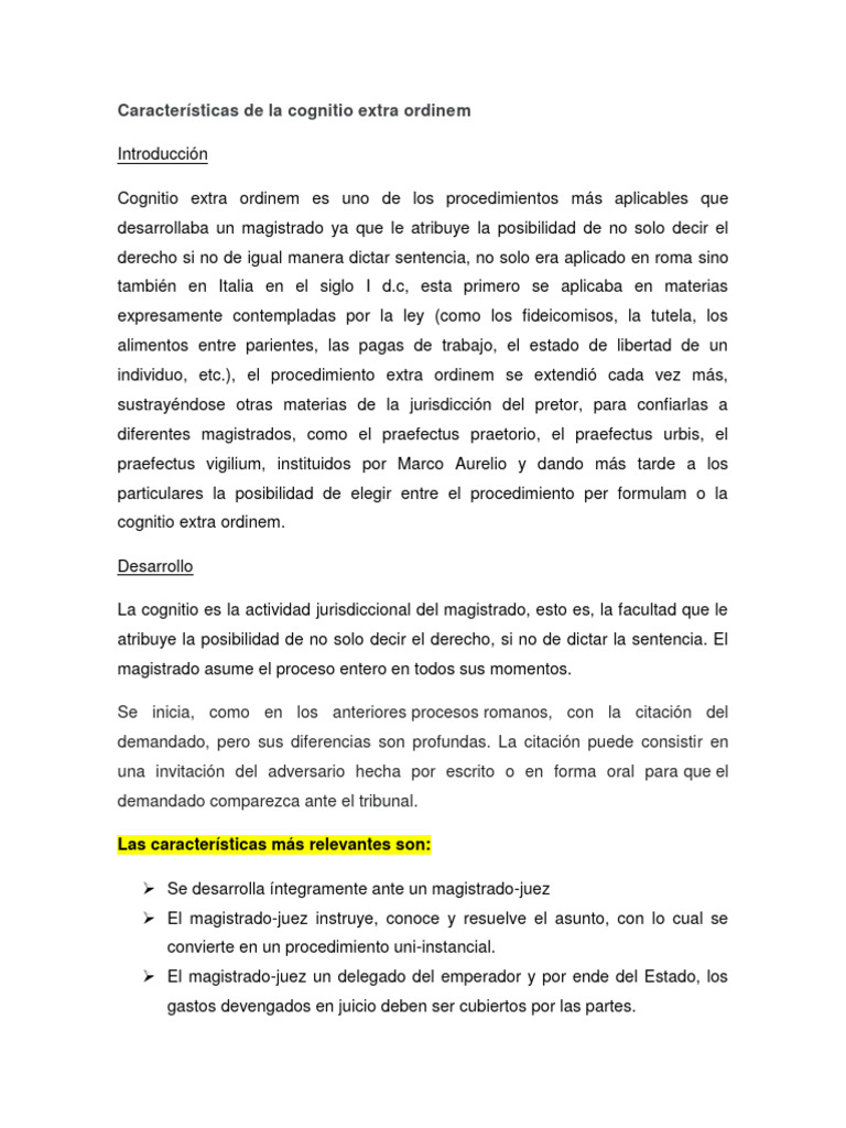Características de la Cognitio Extra Ordinem | PDF | Sentencia (ley ...