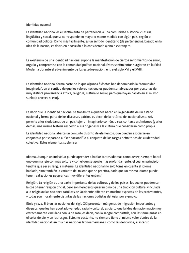 Identidad Naconal | PDF | Venezuela | Nación