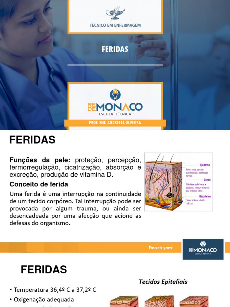 Slide Paciente Grave - Feridas | PDF | Pele | Ferimento