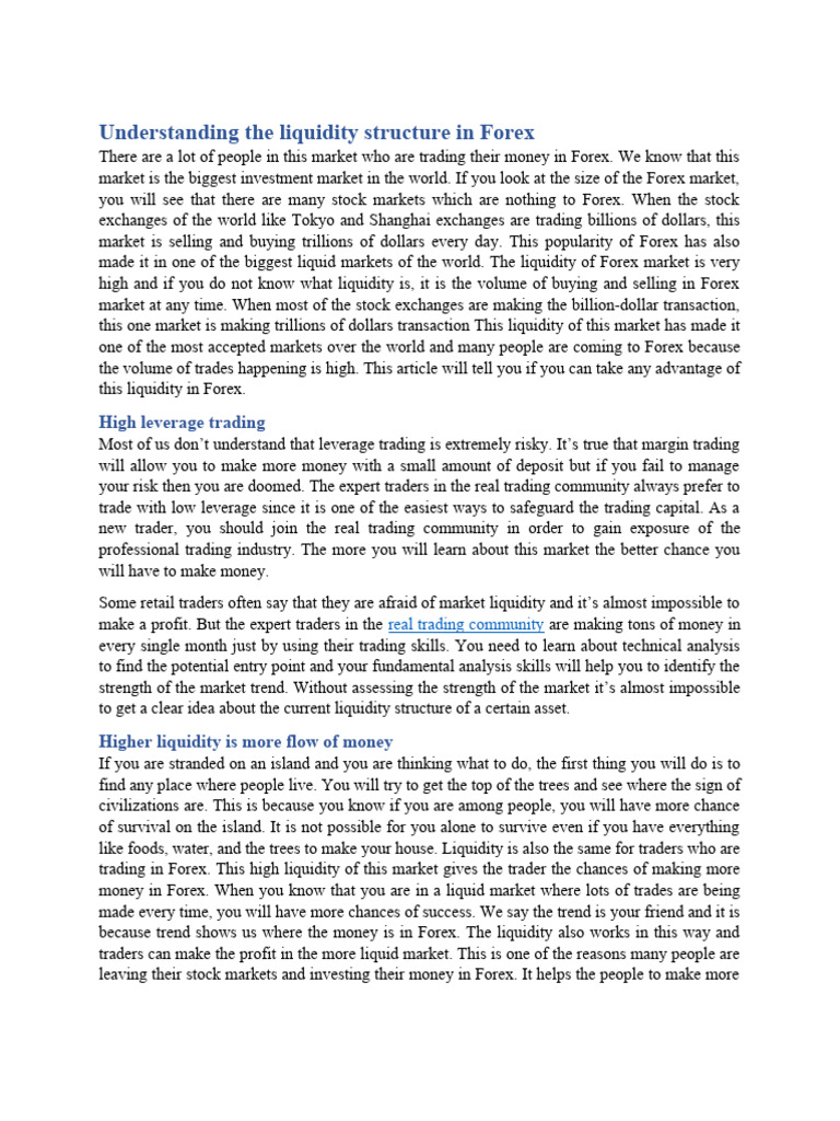 Forex Liquidity: A Trader's Guide | PDF | Foreign Exchange Market ...