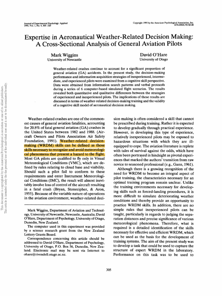 Aeronautical Weather Decisons | PDF | Expert | Decision Making