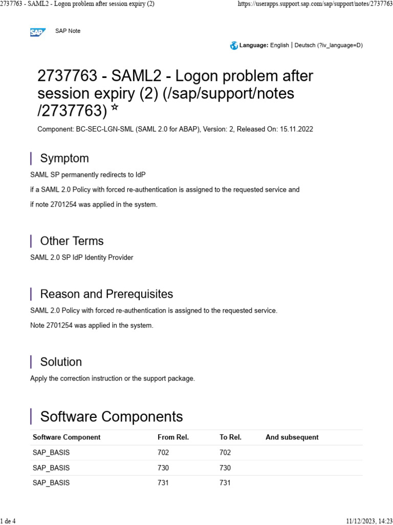SAML2 - Logon Problem After Session Expiry | PDF | Software | Information Technology Management