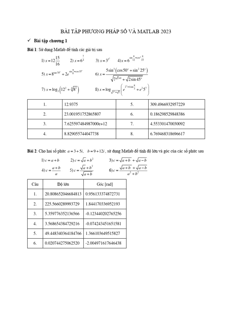BaiTap PPSo Matlab 2023 DapAN | PDF