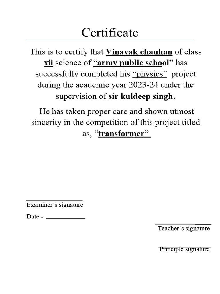 Certificate of Physics | PDF