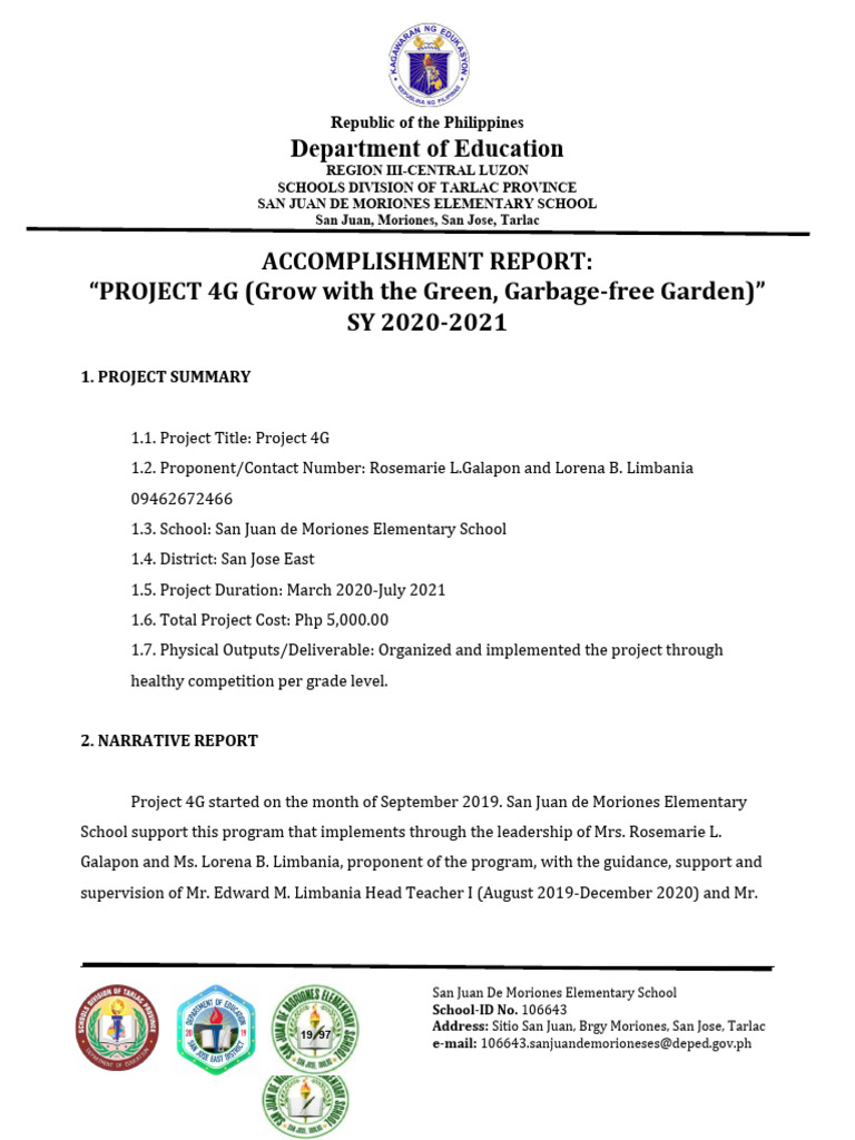 Accomplishment Project 4G (Gulayan Sa Paaralan) | PDF