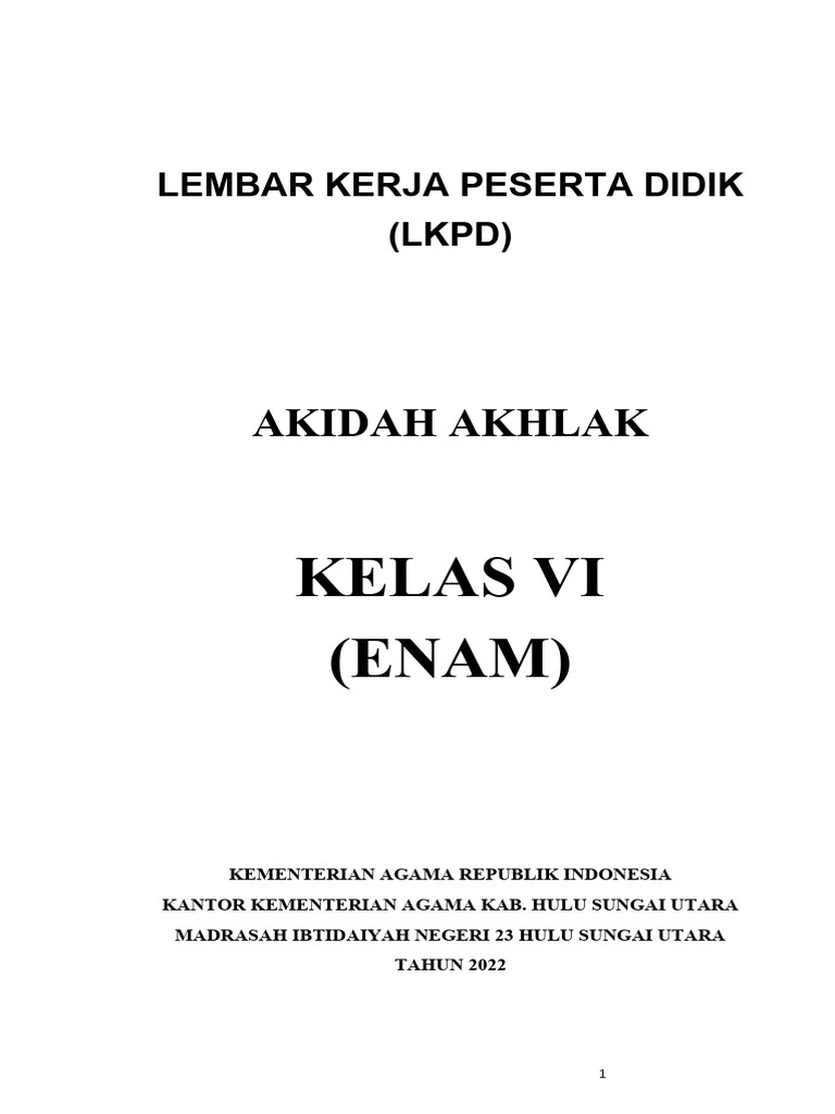 LKPD Akidah Akhlak Kelas VI | PDF