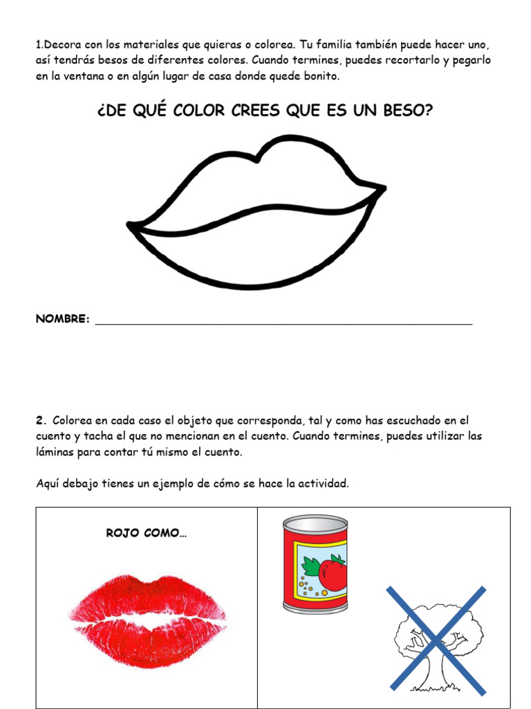 actividades-cuento-de-que-color-es-un-beso | PDF