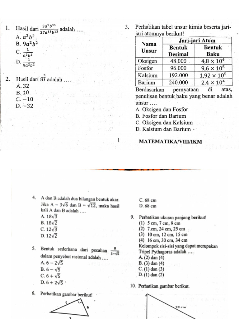 Soal ASAS Gasal MTK | PDF