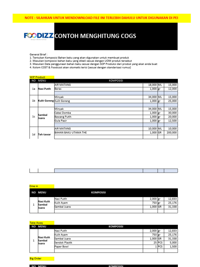 Menetapkan HPP (Cogs) - Dokumen HPP | PDF