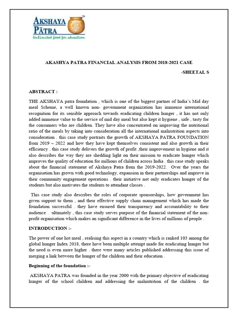 Akshaya Patra Paper | PDF | Expense | Income