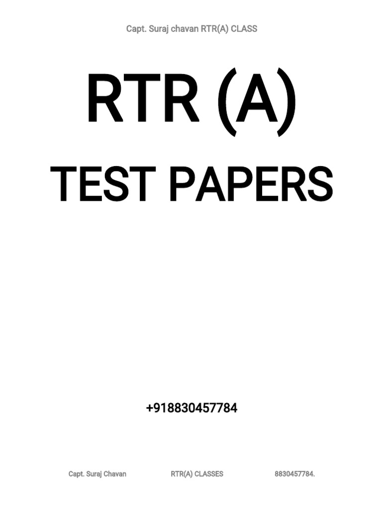 Rtr A Testpapers Pdf