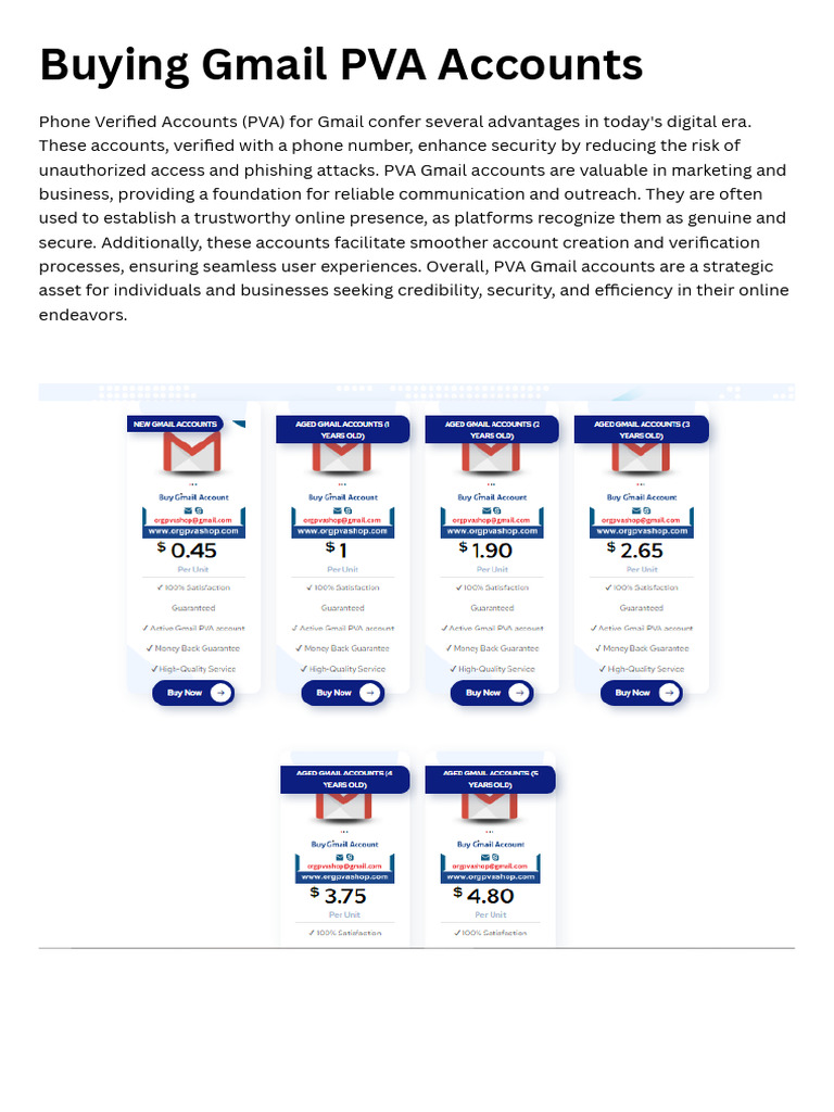 Buying Gmail PVA Accounts | PDF | Gmail | Authentication