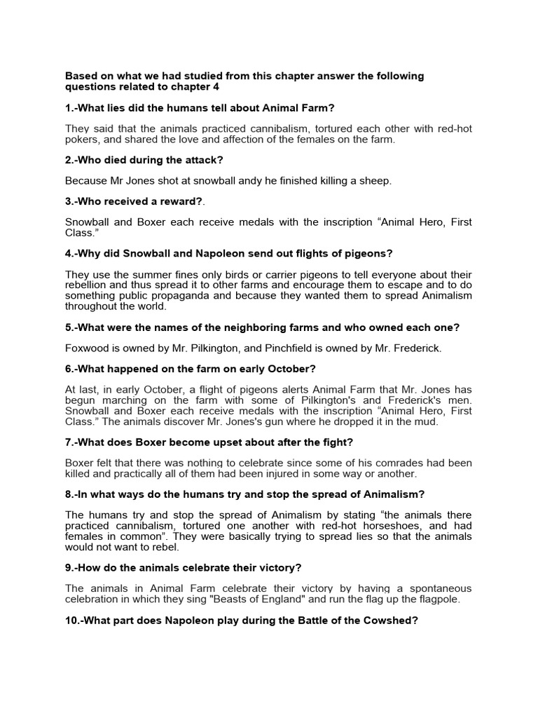 Animal Farm Chapter 4 | PDF
