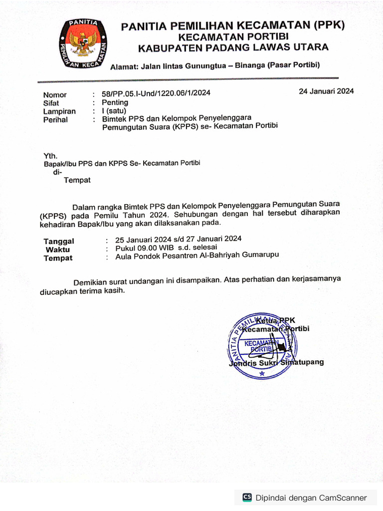Undangan Bimtek PPS Dan KPPS | PDF