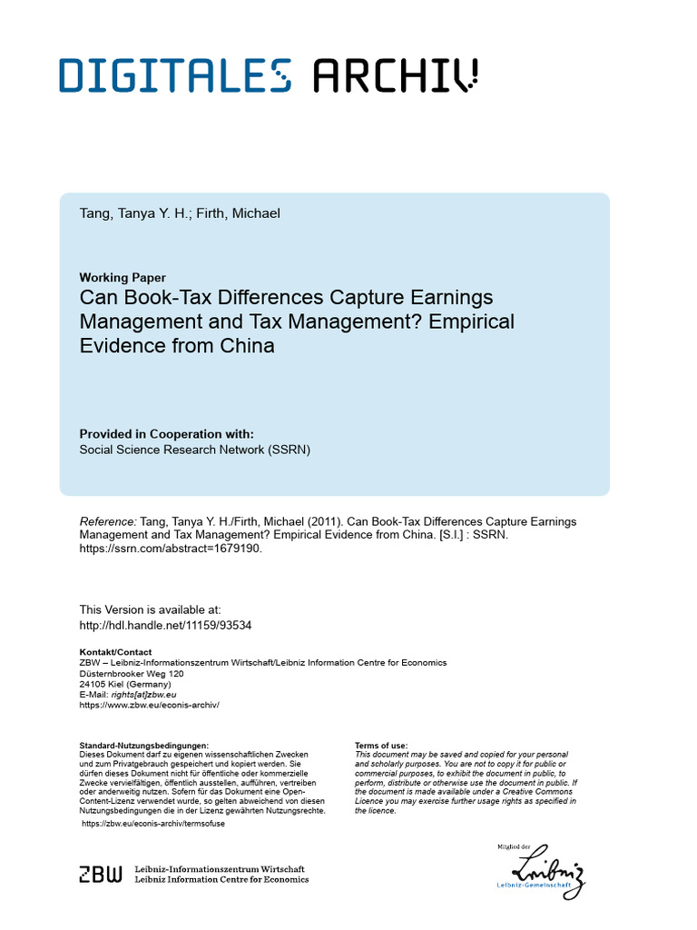 Can Book-Tax Differences Capture Earnings Management and Tax Management ...