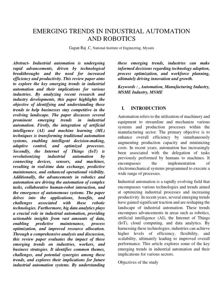 Emerging Trends in Industrial Automation and Robotics | PDF | Internet ...