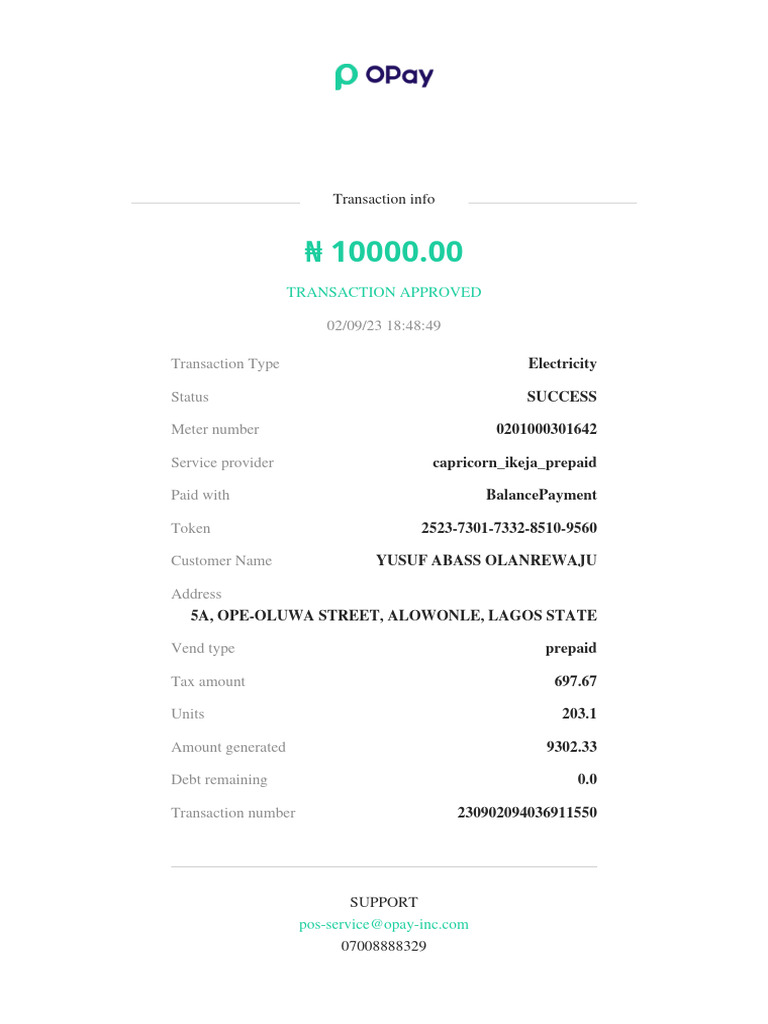 Opay Business Receipt 230902094036911550 Other | PDF